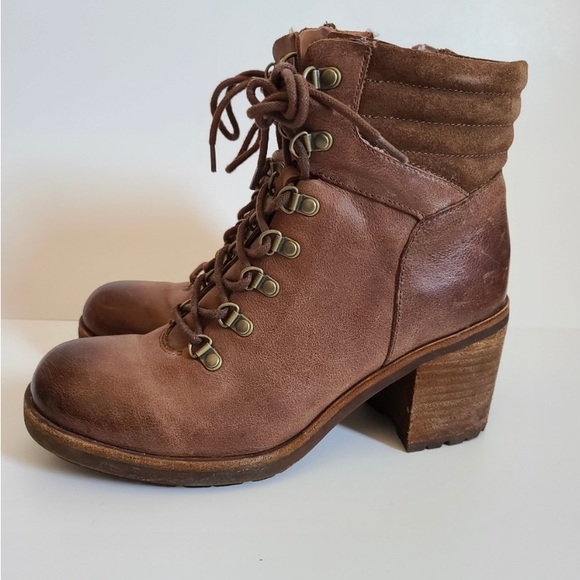 Kork-Ease | Shoes | Korkease Disna Cognac Leather Lace Up Motto Booties ...